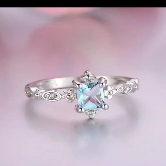 Jewelry | Light Blue Square Stone Ring | Poshmark